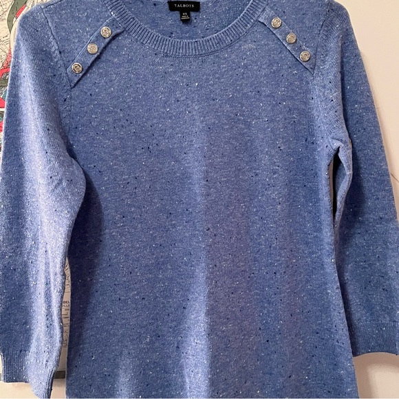 Talbots | Dresses | Talbots Kitty Tweed Shift Sweater Dress Light Blue ...
